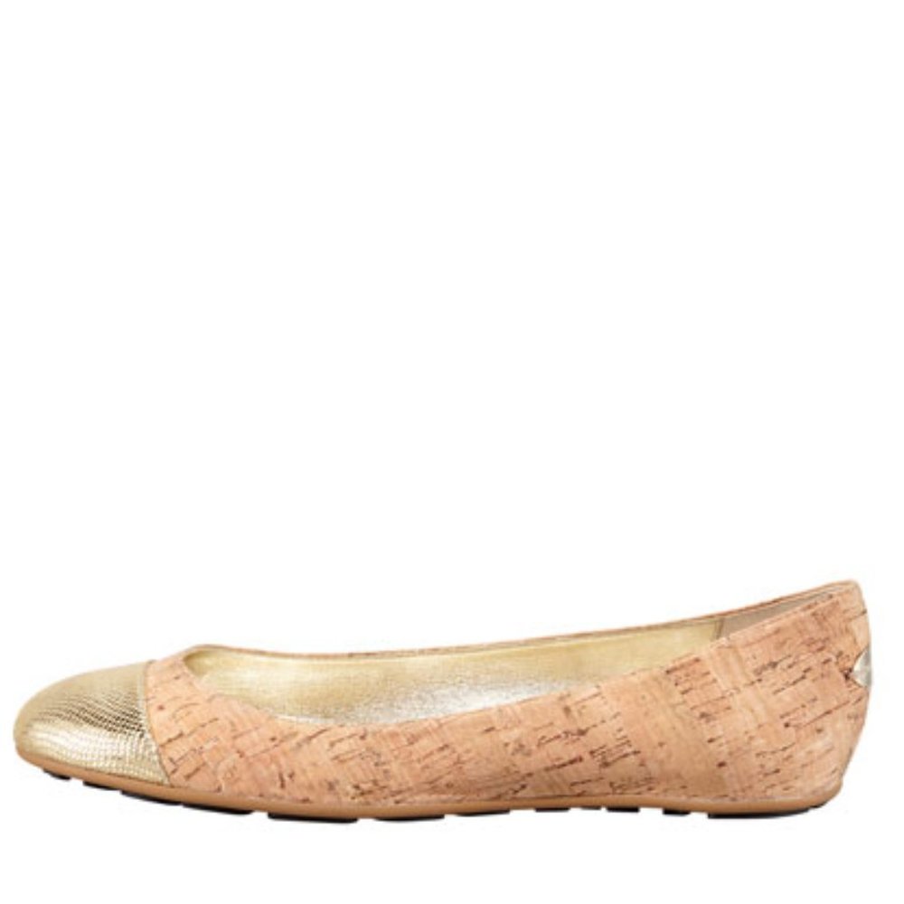 Jimmy Choo Whirl Cork Ballerina Flat, Gold Size 40 - Gem